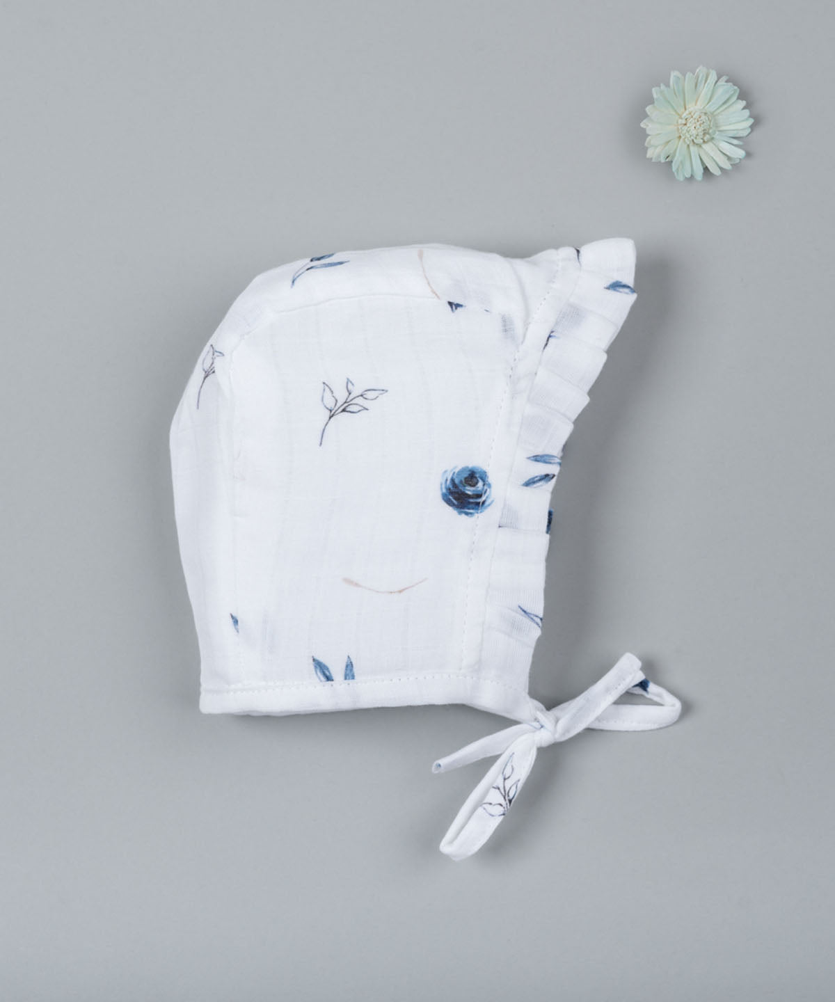 Muslin Cap Blue Rose | Kiddie Bunch